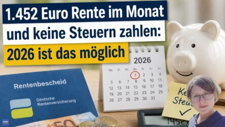 1.452 Euro Rente im Monat und keine Steuern zahlen: 2026 ist das möglich